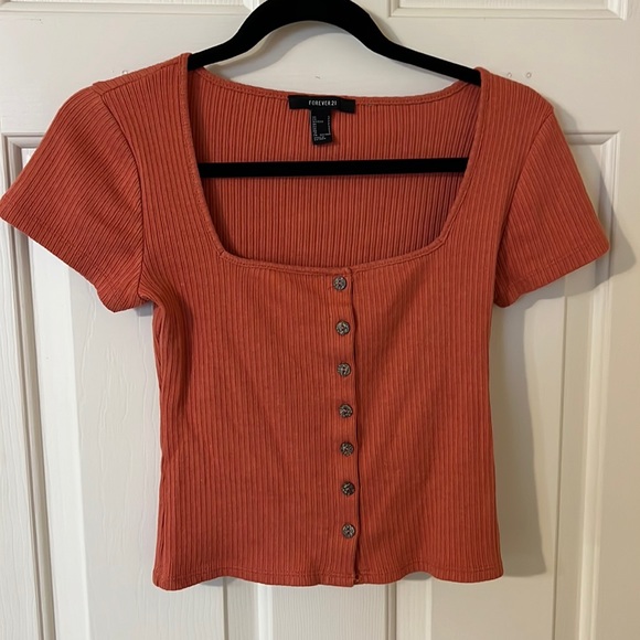 Forever 21 | Tops | F2 Burnt Orange Square Neck Top | Poshmark